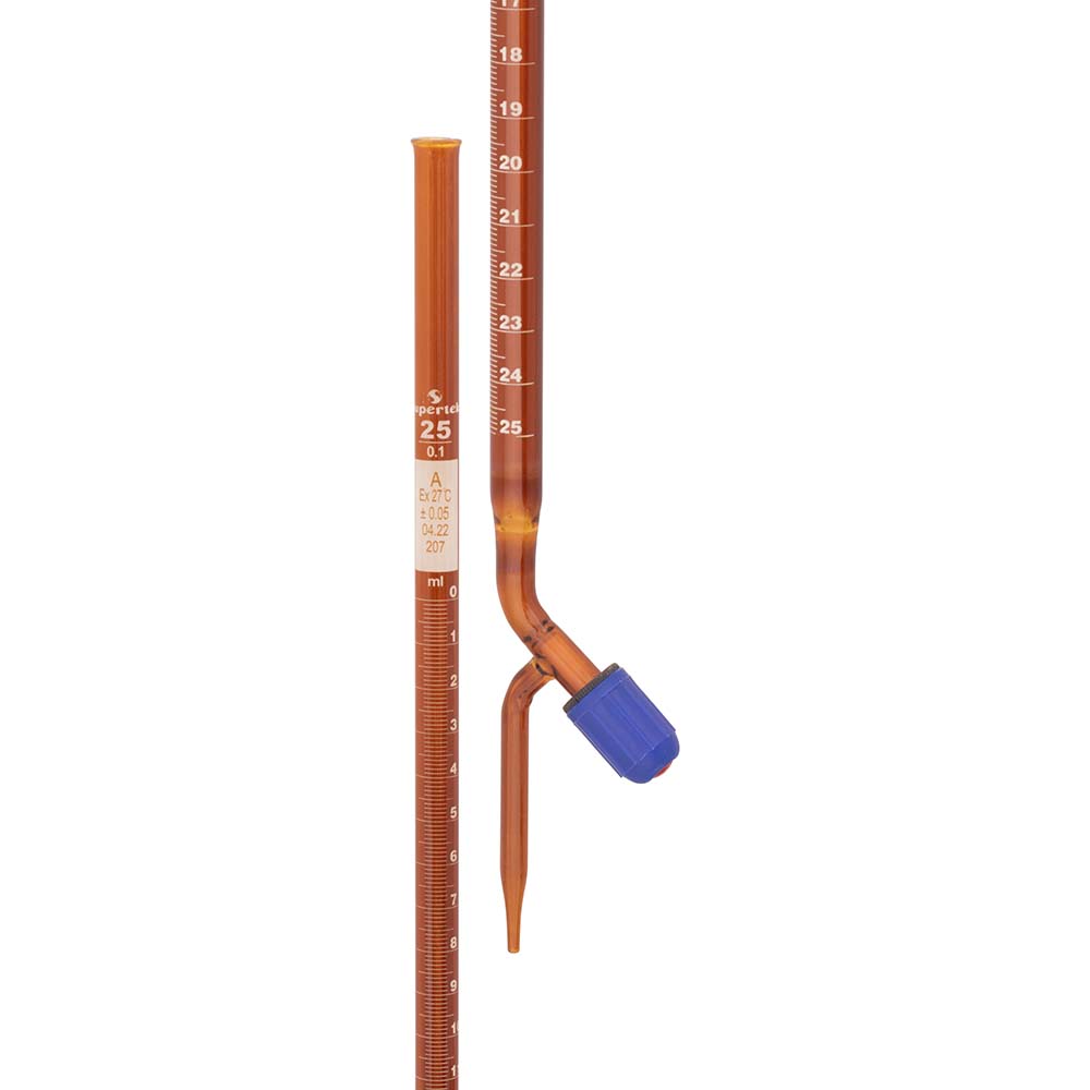 Amber Color Burette, With Screw Type PTFE Needle Valve (Rotaflow ...